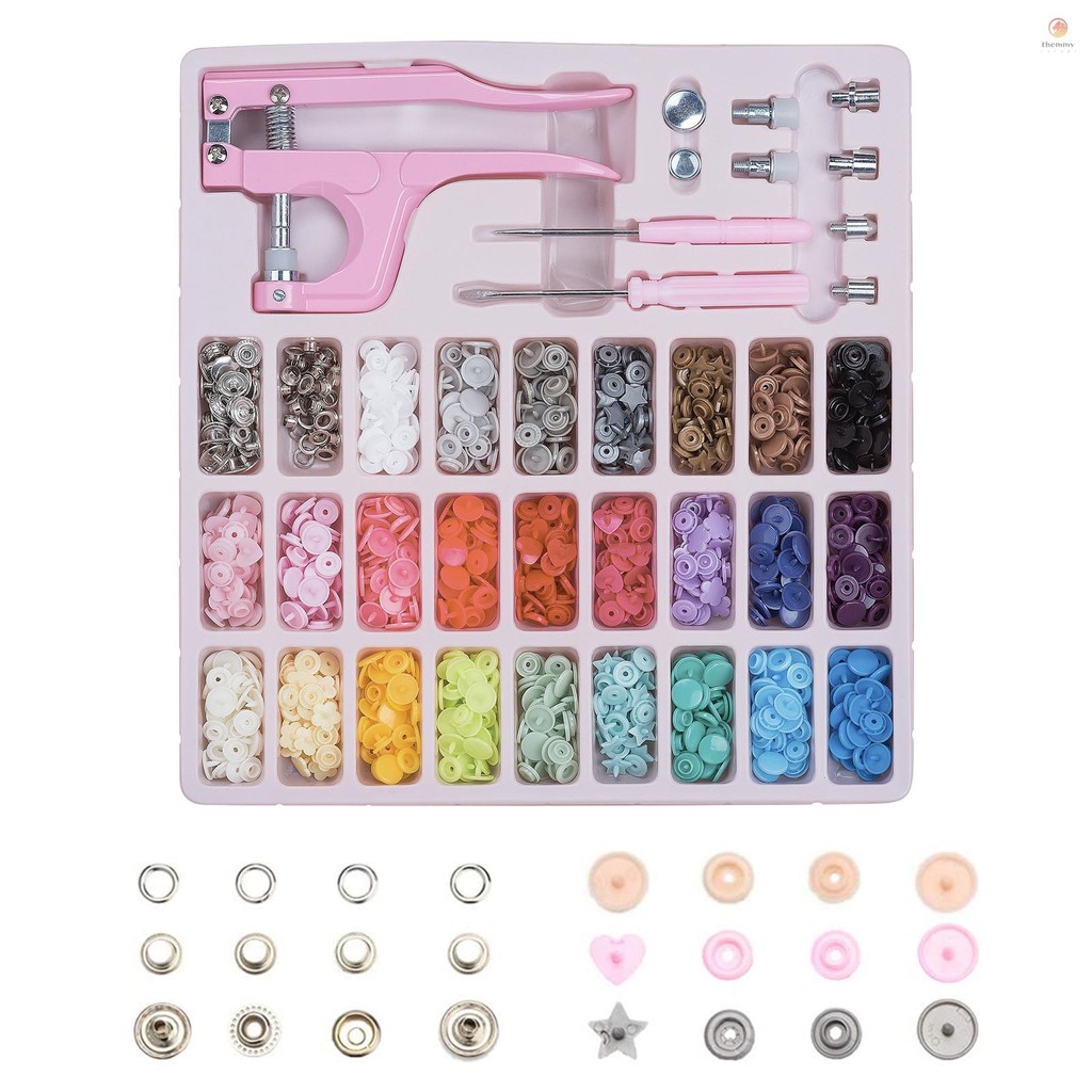 Plastic and Metal Snap Buttons with Snaps Pliers Set,300 Sets Plastic ...