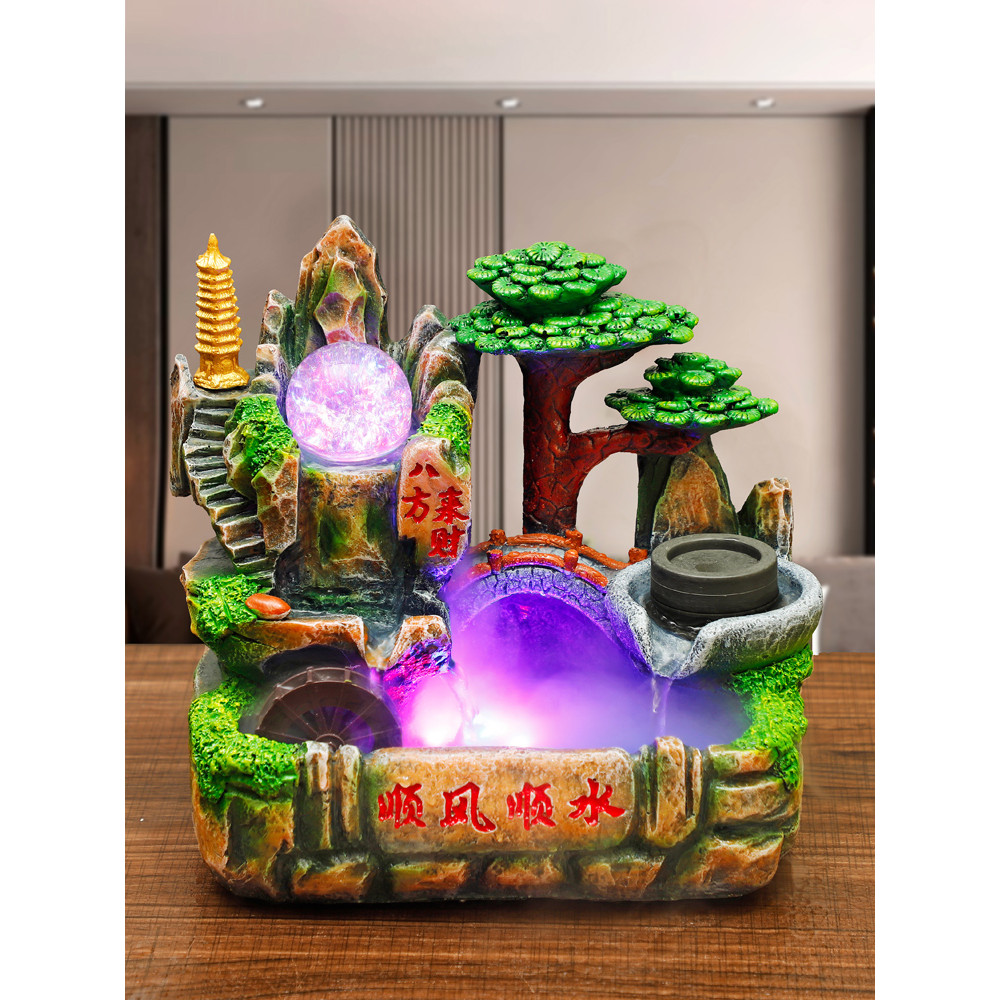 Kincir air gunung palsu air mengalir air pancut Feng Shui roda beredar ...