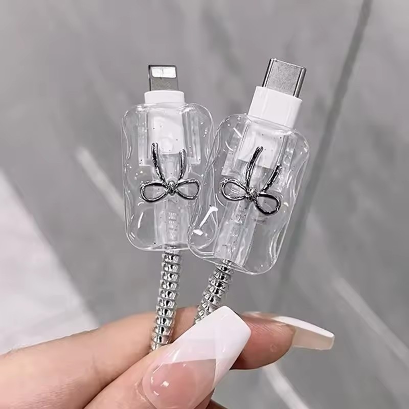 1set Clear Shining Bowknot Charger Case for Apple IPhone 18W 20W ...