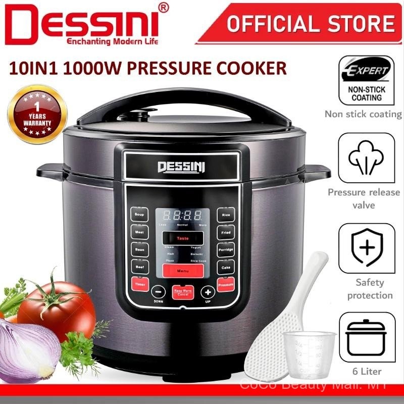 DESSINI ITALY 10IN1 Electric Digital Pressure Cooker Non-stick ...