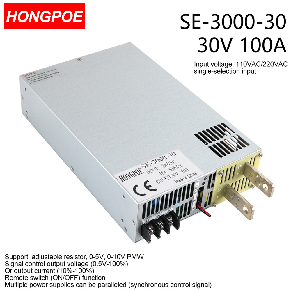 3000W 30V Power Supply 0-30V Adjustable Power 30VDC AC-DC 0-5V Analog ...
