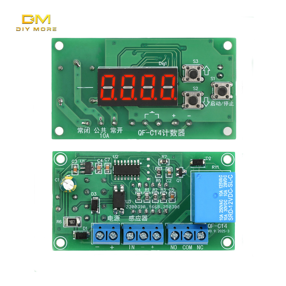 DIYMORE DC 12V/24V 4-digit Digital Display Counter Module Process Counter Controller with Relay ...