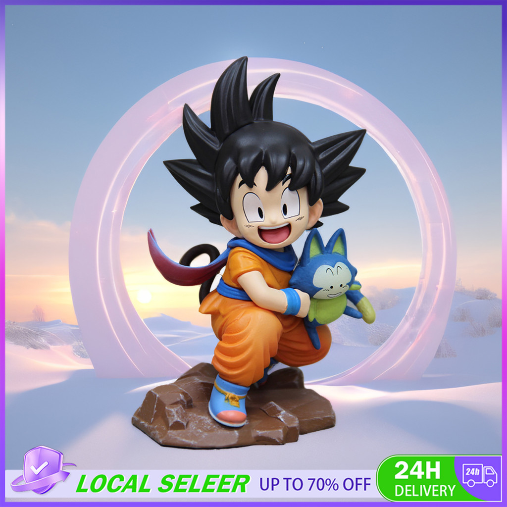 10cm Dragon Ball Q Version Anime Character Goku Holding Pura PVC Anime ...