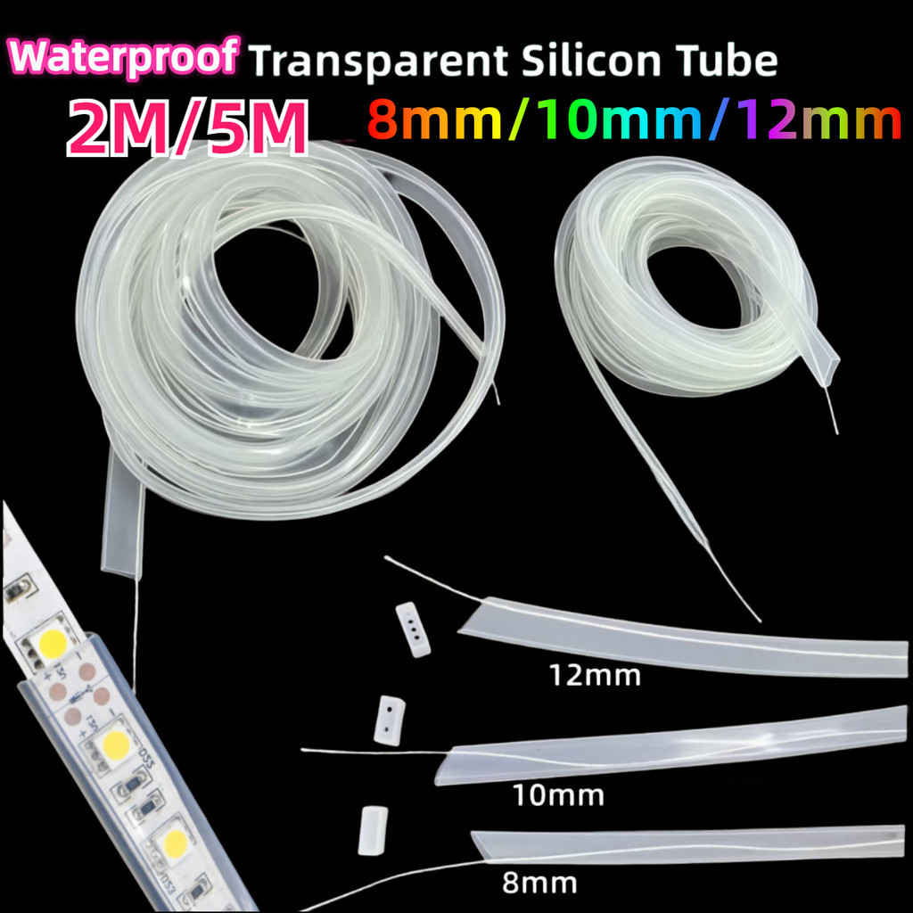 2m/5m Meters 8MM/10MM/12MM Silicone Tube Waterproof IP67 for SMD5050 ...