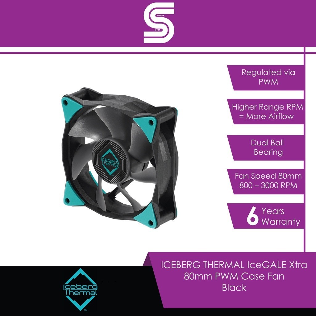 ICEBERG THERMAL IceGALE Xtra 80mm PWM Case Fan - Black | Shopee Malaysia