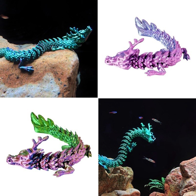 3D Printed Chinese Dragon Figurine With Articulated Joints | Shopee ...
