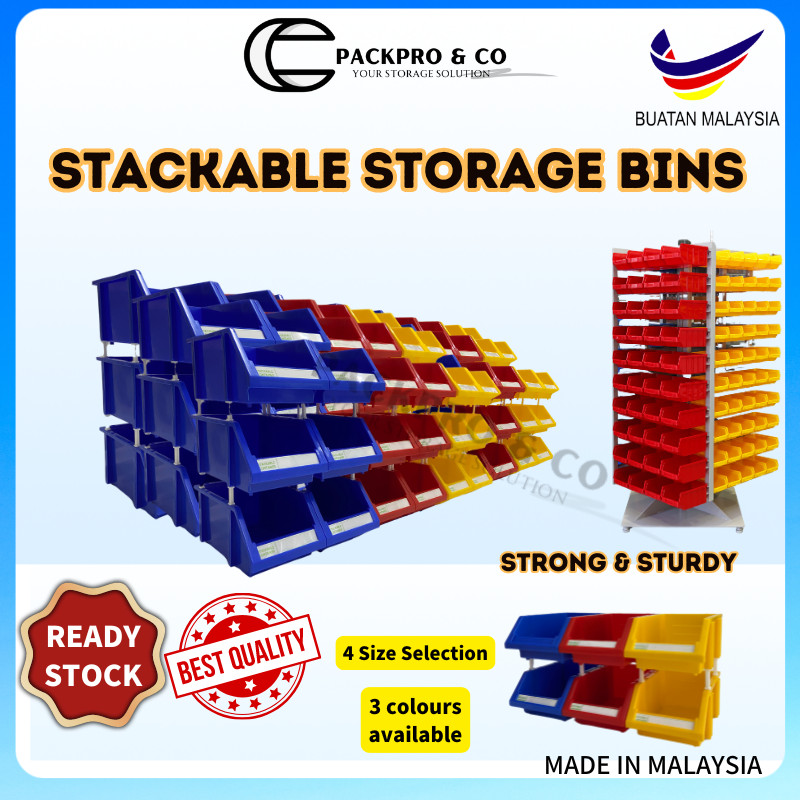 6 Units Stackable Plastic Small Parts Container Storage Bin Organiser ...