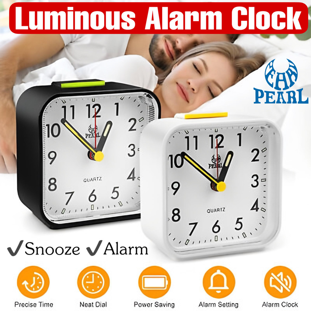 Portable LED Desk Alarm Clock Snooze Silent Light No Ticking Analog ...