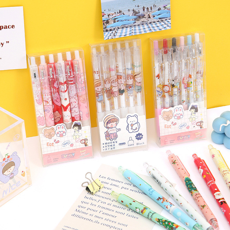 SS CUTE GEL PEN 6PCS 0.5MM / CUTE MOTIF MECHANICAL BALLPOINT SS ...