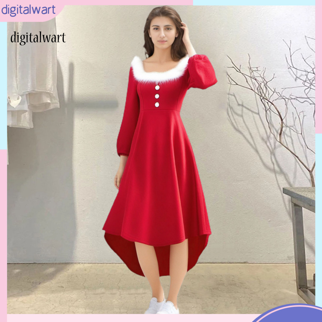 Digital| Red Dress Santa Cosplay Dress Christmas Performance Dress ...