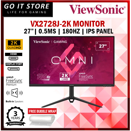 ViewSonic OMNI VX2728J-2K 27" QHD 2K IPS 180HZ 0.5MS SuperClear Gaming ...