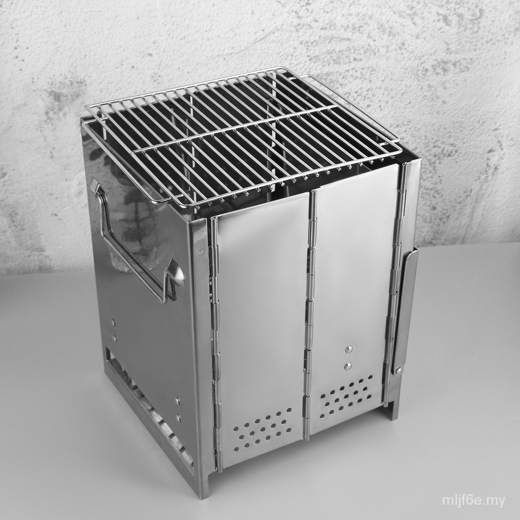 Dapur api kayu lipat jenis mudah dibawa, tungku panggang daging arang ...