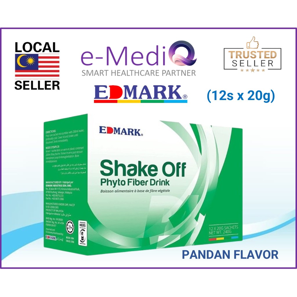 Edmark Shake Off Phyto Fiber Drink - Pandan Flavour 20g X 12 Sachet ...