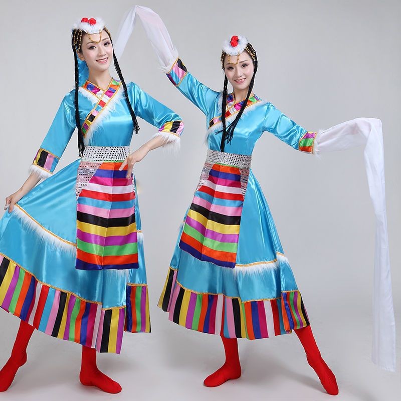 T Tibetan Dance Performance Costume Female Adult Tibetan Clothes Female Water Sleeve Square ...