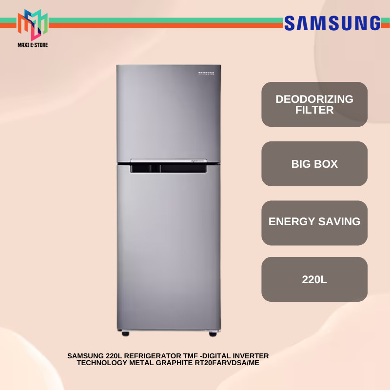 Samsung RT20FARVDSA/ME 220L Digital Inverter Twin Door Fridge Top Mount ...
