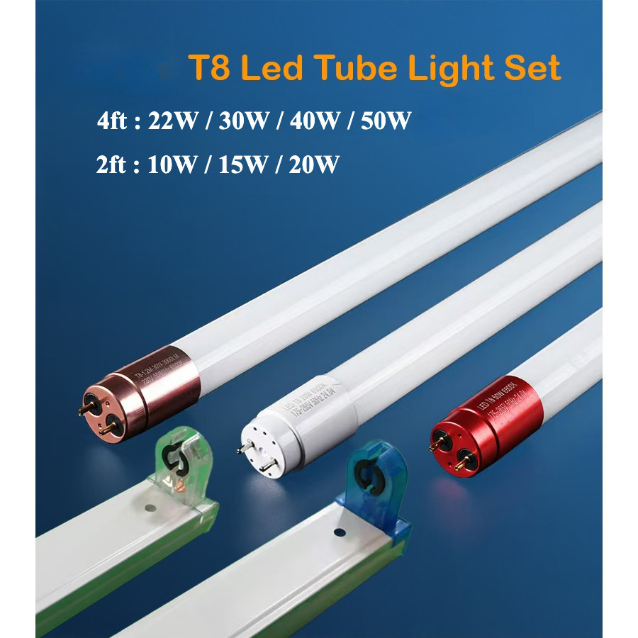 (10W 15W 20W 22W 30W 40W 50W) T8 LED Tube 2FT & 4FT 6500K Daylight | Shopee Malaysia