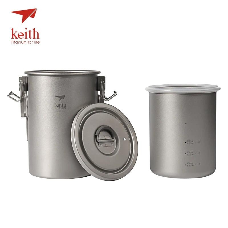 Keith Titanium Outdoor Camping Cooking Pot with Folding Handles Hiking ...