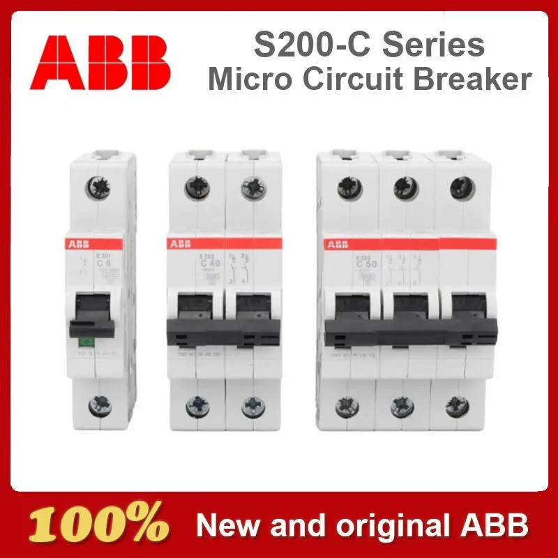 Original ABB S200 S201 S202 S203 S204 C Type 1P 2P 3P 4P Miniature Circuit Breaker SSeries 1A 2A ...