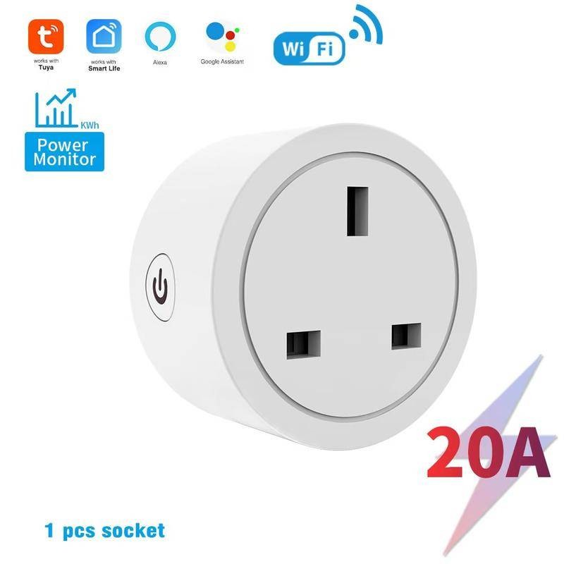 Smart WiFi Timer Plug Smart Power Socket Tuya Plug Power Monitor Voice Control Alexandra 20A ...