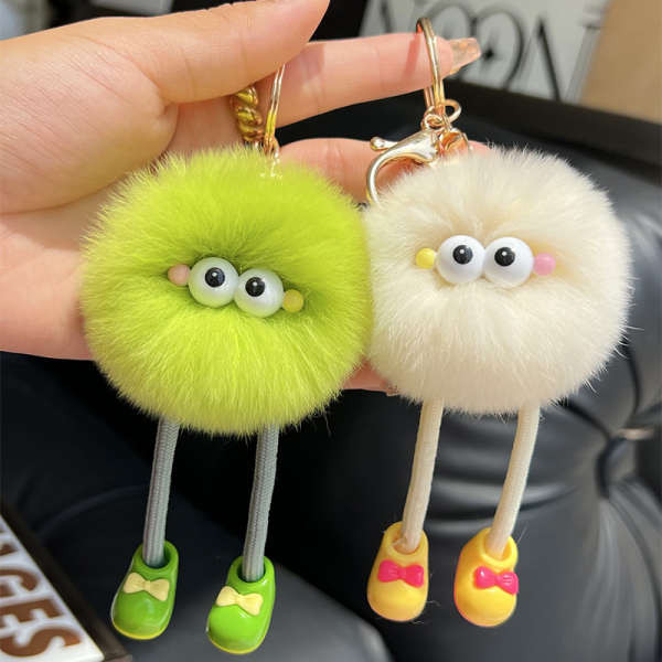 keychain keychain crochet Bulu arnab memerang comel, kaki panjang ...
