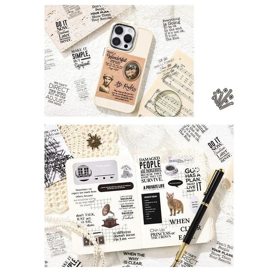 JIANWU Pure Poet Series Vintage English Text Letter Material Collage ...