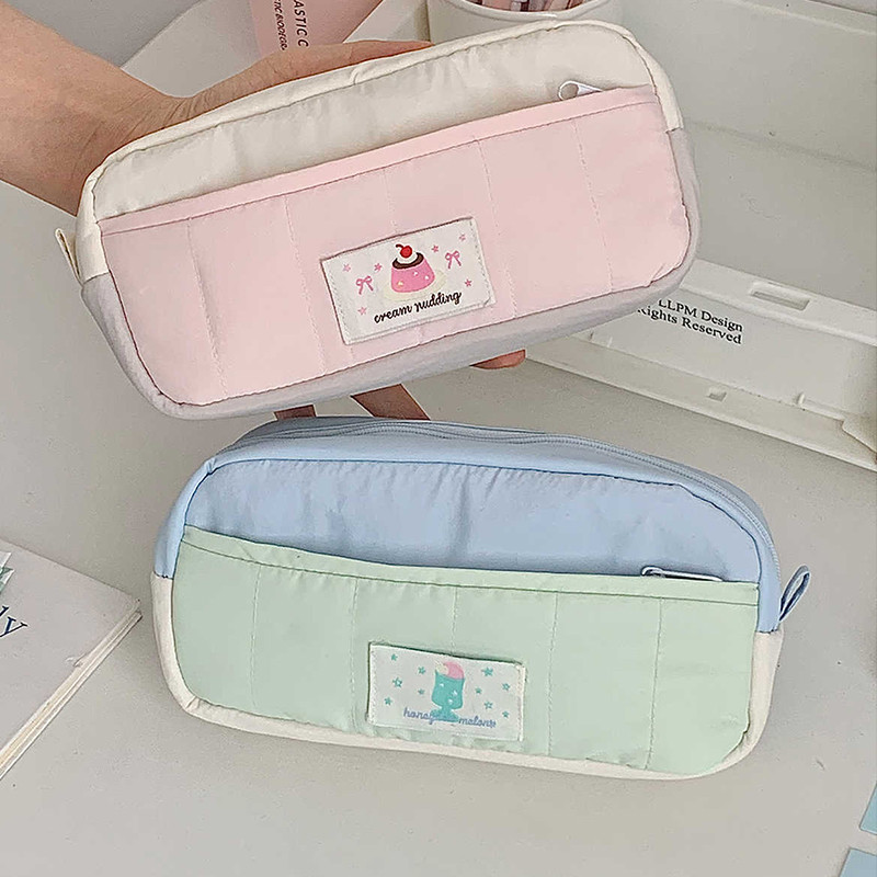 Creative Cream Color-Blocked Pencil Case Large Capacity Multi-Layer ...