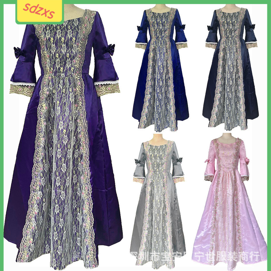 Womens Renaissance Medieval Prom Dress, Queens Champagne Costume ...