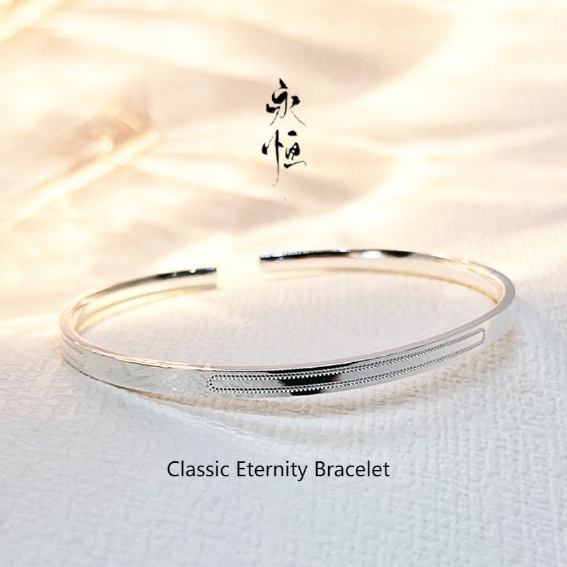 JF Glossy Solid Open Bracelet 999 Silver Bangle【永恒 光面 999 纯银 手镯】Classic ...