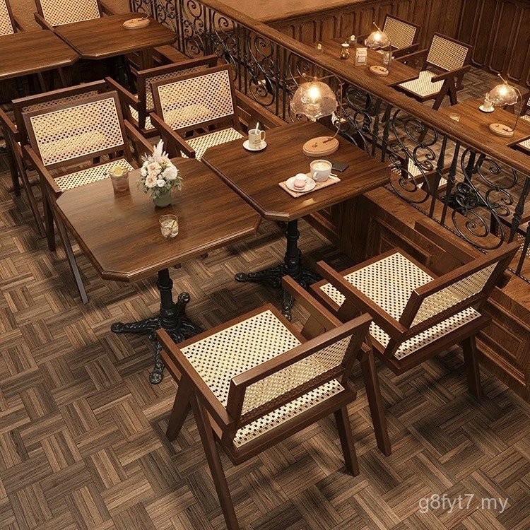 Retro Cafe Hotel Table Chair Combination Dessert Milk Tea Shop American ...