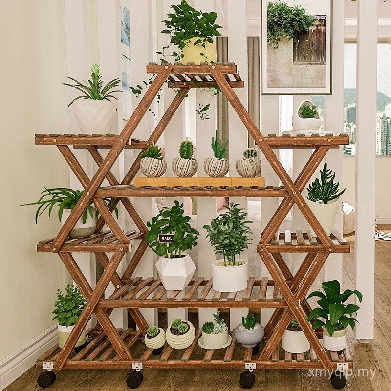 Rak rak bunga balkoni kayu solid daging bonsai rak bunga ruang tamu ...