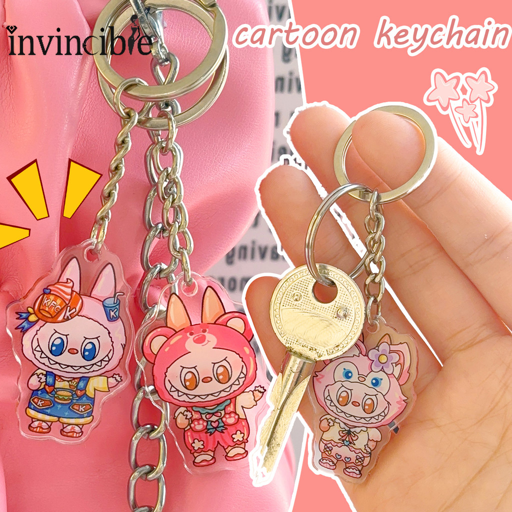 Acrylic Cartoon Monster Labubu Pendant Key Ring - Creative Funny Anime ...