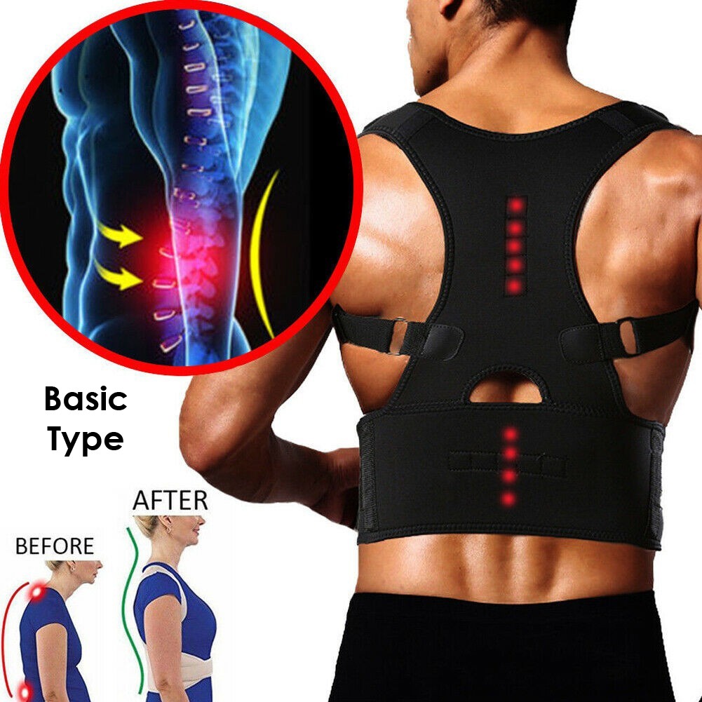 Posture Corrector Brace Full Back Waist Support Shoulder Belt Body ...