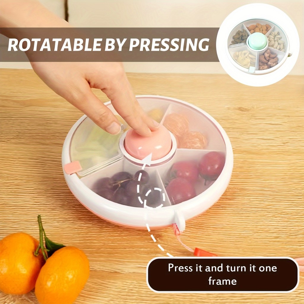 Lunch Bento Box Reusable Snack Spinner Container With 5-compartment ...