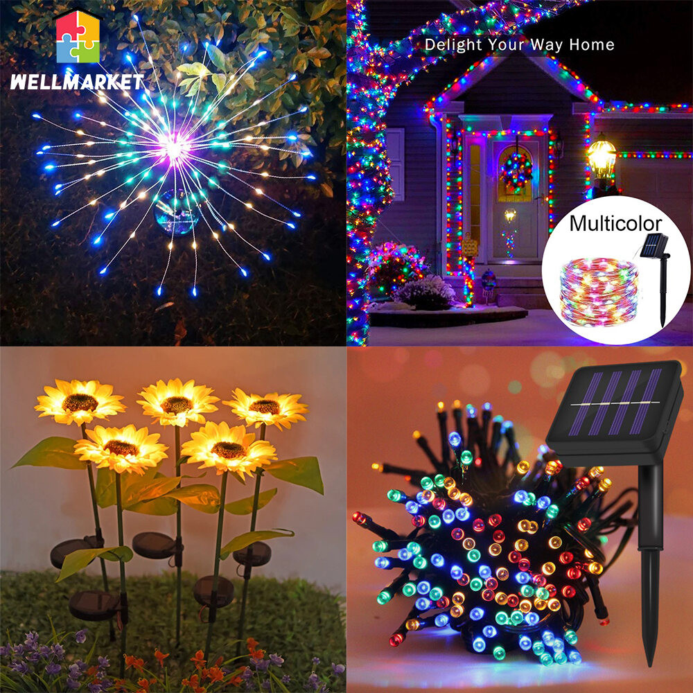 LED Solar Lighting Powered Twinkle Starry String Copper Wire Light ...