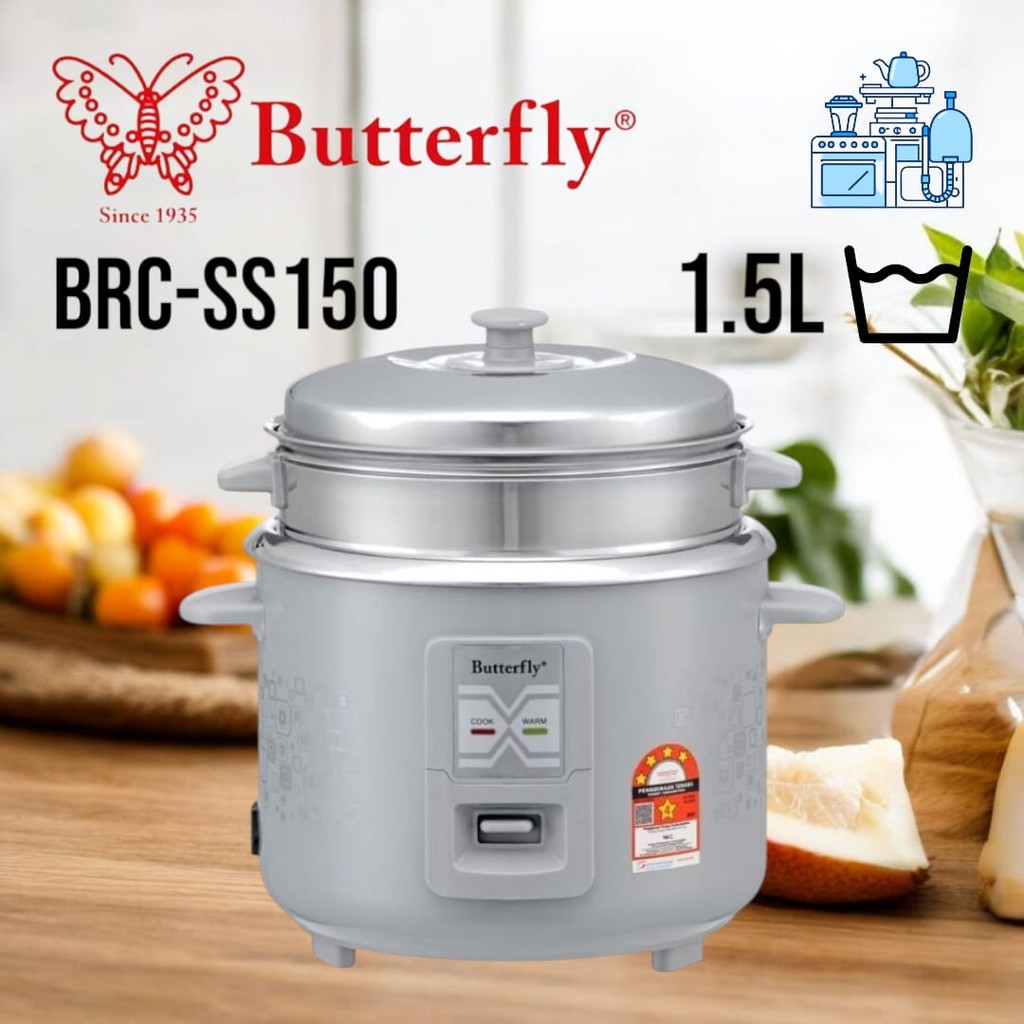 BUTTERFLY Stainless Steel Rice Cooker with Steamer BRC-SS150 | Shopee ...