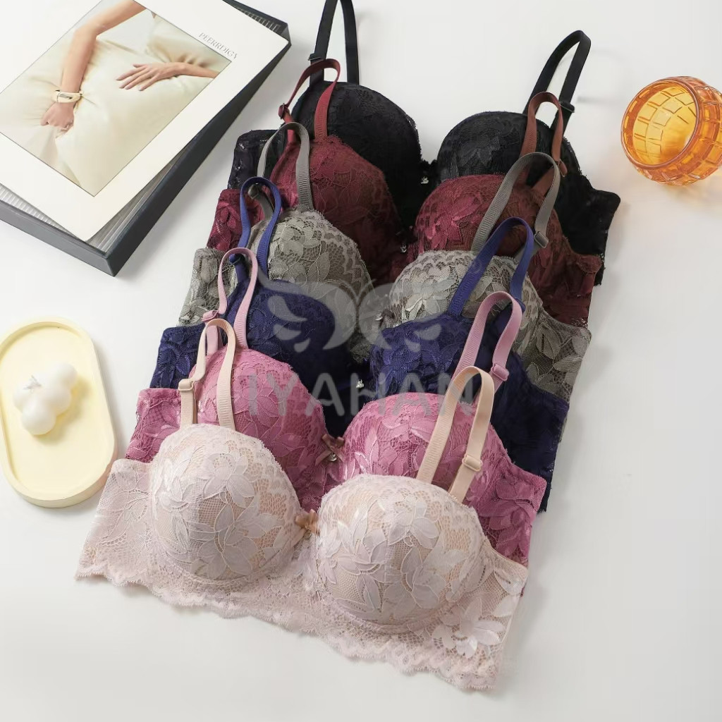 Half Cup Lace Bra | B Cup | Thin Soft Padding | Wireless | Removable ...