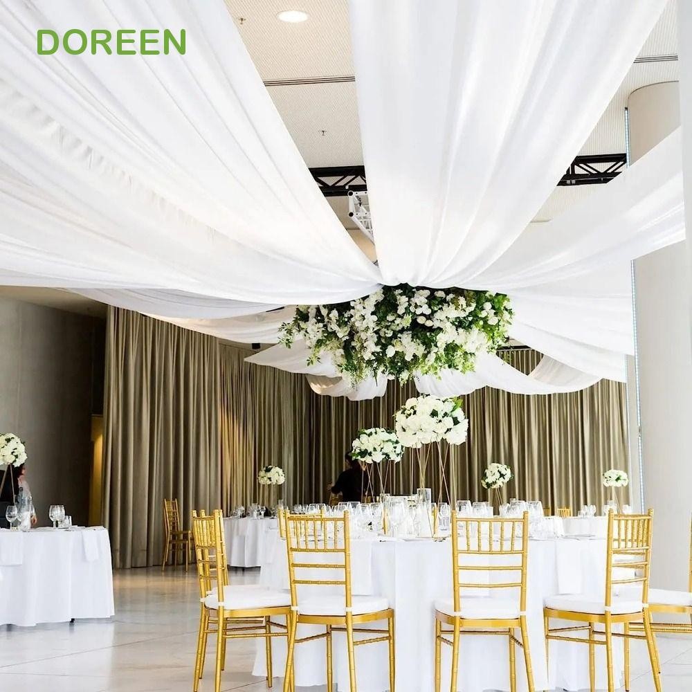 DOREEN White Wedding Dress Ceiling Drapes, Chiffon Fabric ...