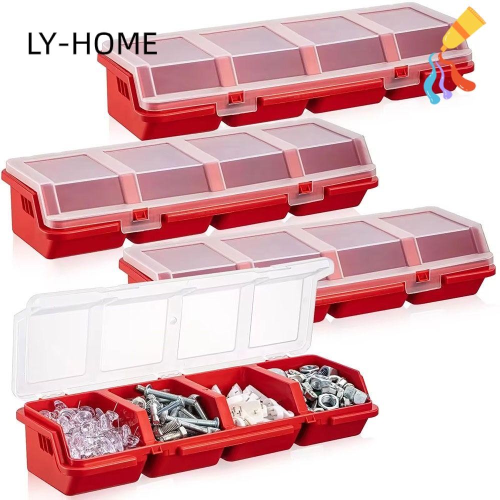 LY-HOME 1Pcs Parts Storage Box, Display Blue Red Screw Organizer Box, 4 ...