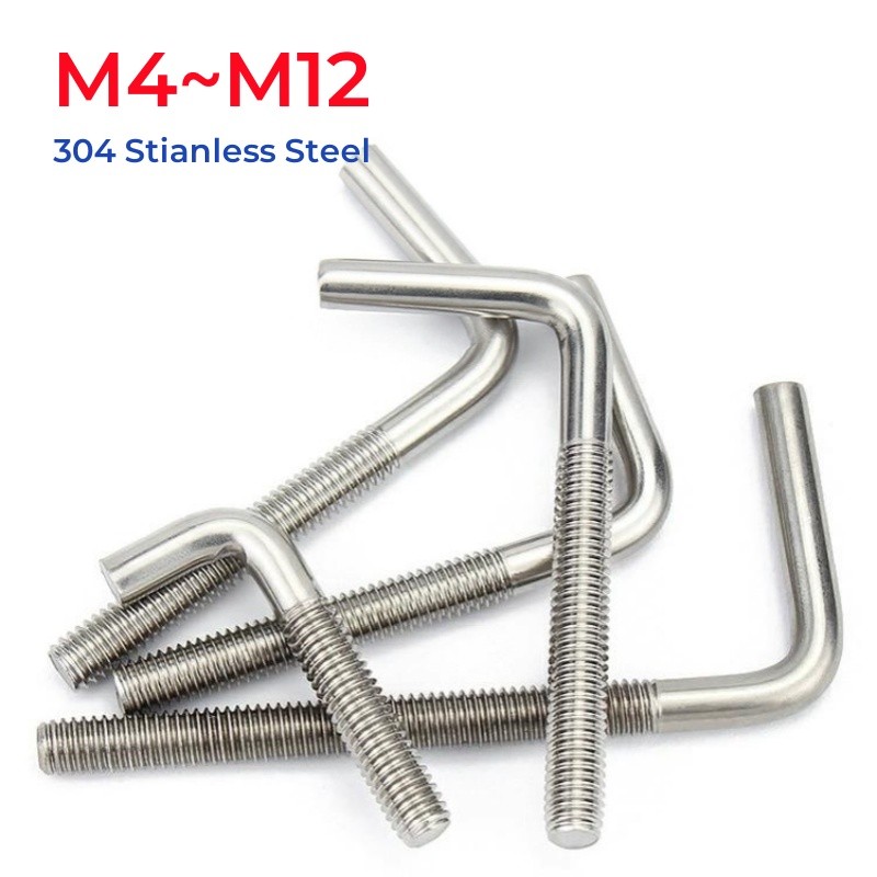 M4 M5 M6 M8 M10 M12 304 Stianless Steel L-Shaped Right Angle Anchor Screw Right Angle Bolt ...