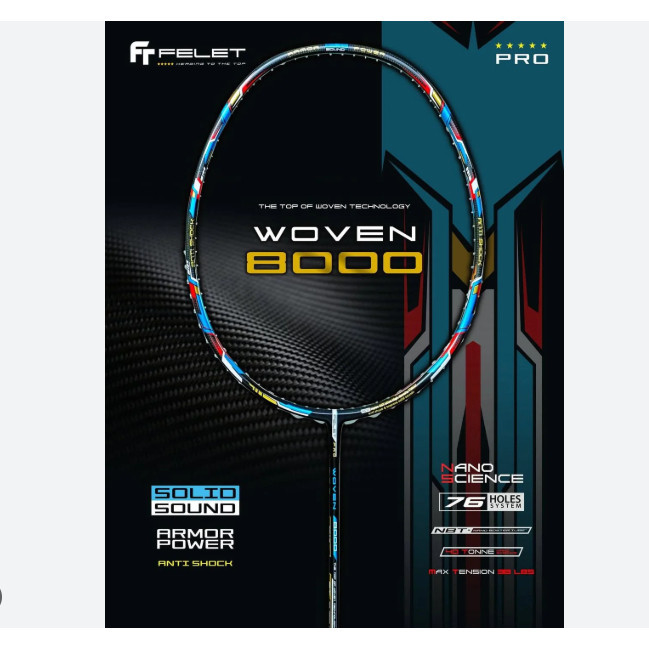 FELET WOVEN 8000 Badminton Racket [FREE STRING + GRIP] | Shopee Malaysia