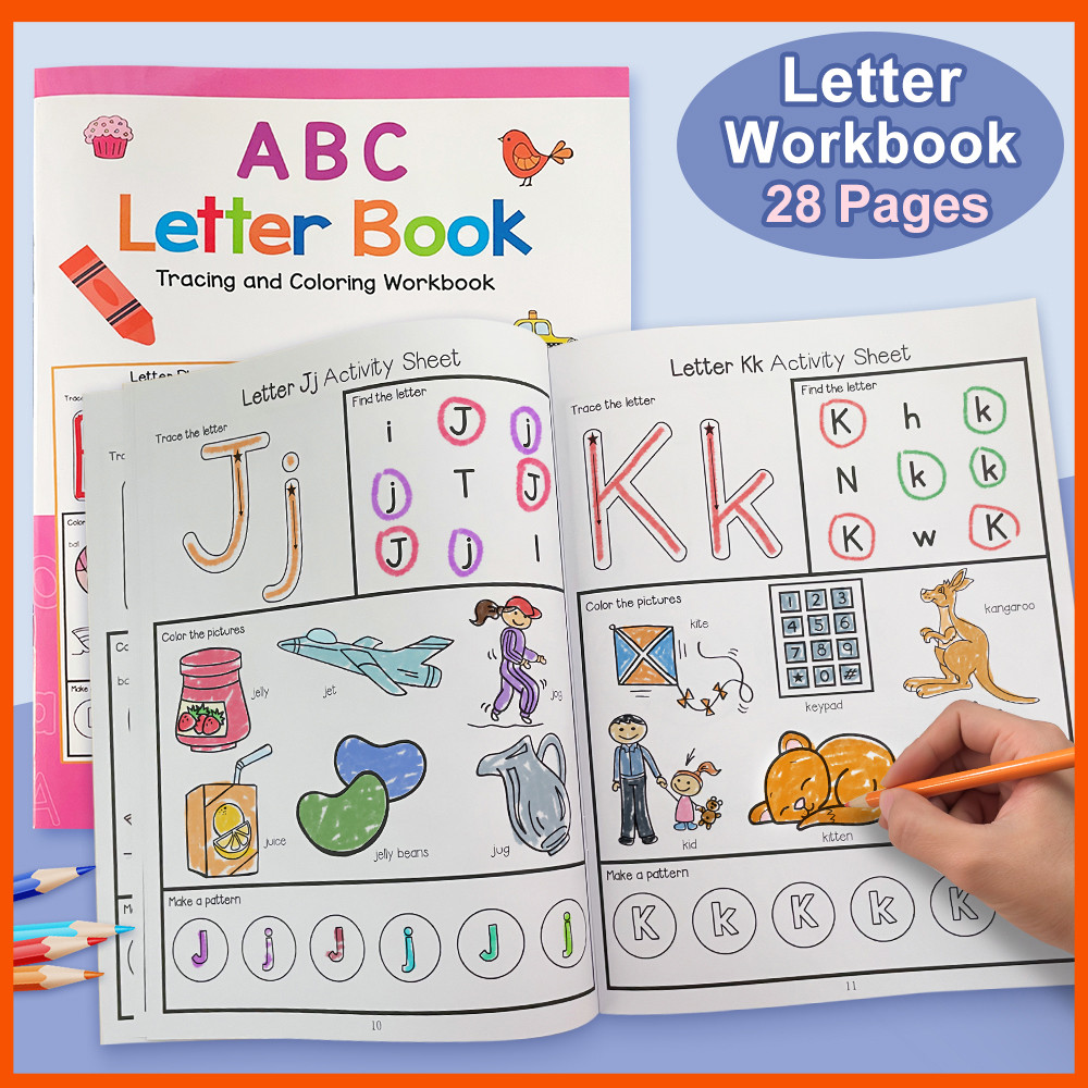 28 Pages Toddler Preschool English 26 Alphabet Writing Workbook Letter ...