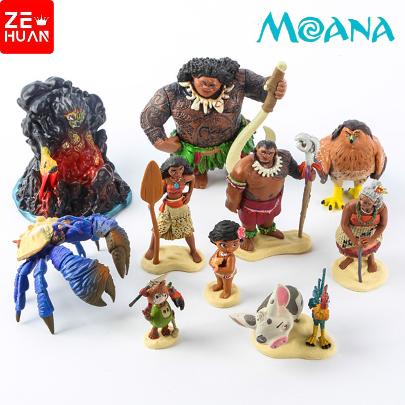 10pcs 8-10cm Moana Princess Maui Chief Tui Tala Heihei Tamatoa Dolls ...
