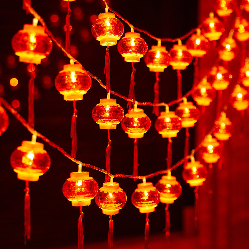 Chinese New Year Red Lantern with LED Lights Good Luck Mini Lantern ...