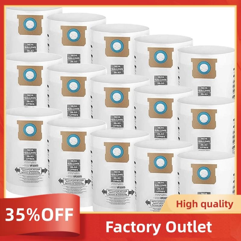 15 Pack VF2005 Collection Filter Bags for Shop-Vac 9066200 10-14 Gallon ...