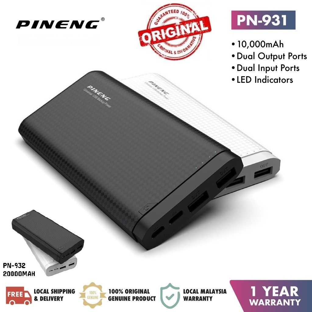 100% Original Pineng Powerbank 10000mAh/20000mAh PN-931/PN-932 Lithium ...
