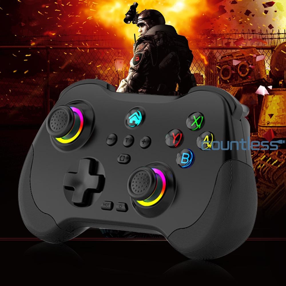 RGB Wireless Controller Dual Vibration Gaming Controller Bluetooth ...