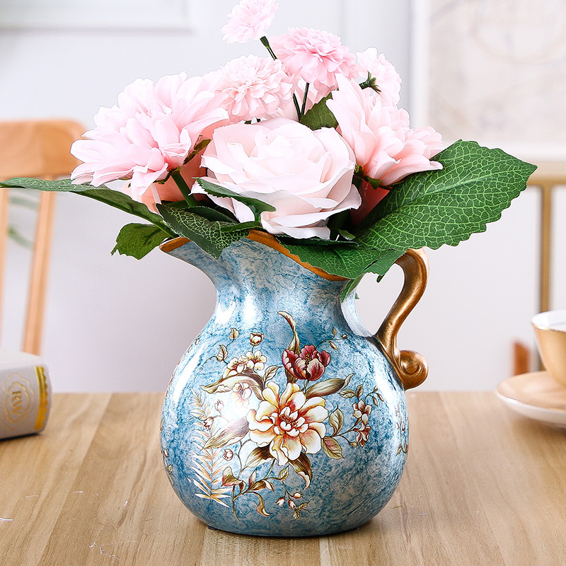 Tembikar mewah gaya Eropah yang dicat pasu kecil ruang tamu teknologi ...