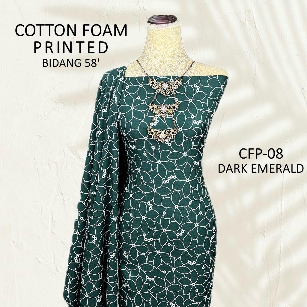 Raya 2025 Cotton Foam Printed Kain Pasang Corak Printed Bidang 58 (0.5m ...