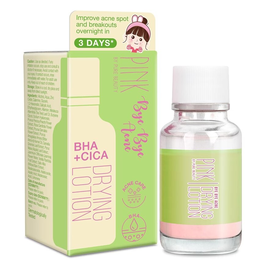 PINK BY PURE BEAUTY Bye Bye Acne Drying Lotion 18G | Shopee Malaysia