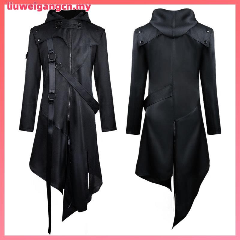 Halloween Men Jacket Gothic Swallow-Tail Coat Cosplay Costume Long ...
